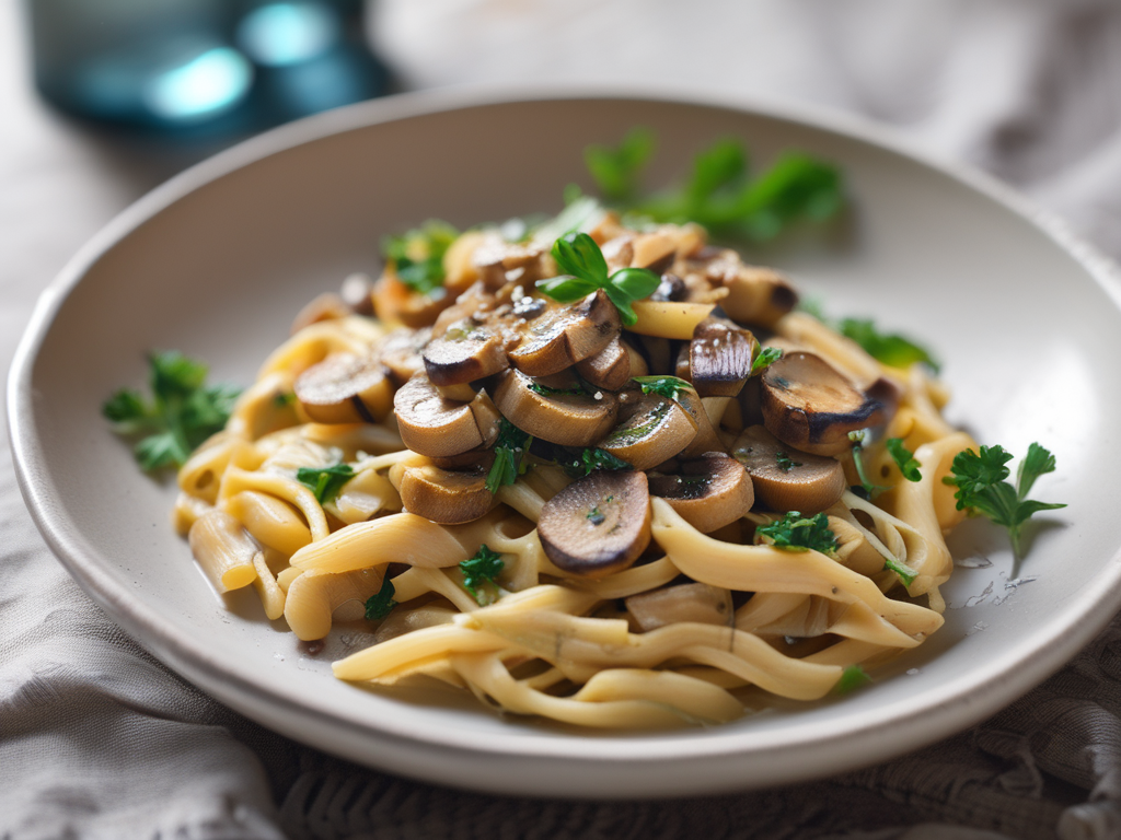 Pasta con salsa de champiñones al ajillo – Las Recetas de Paola